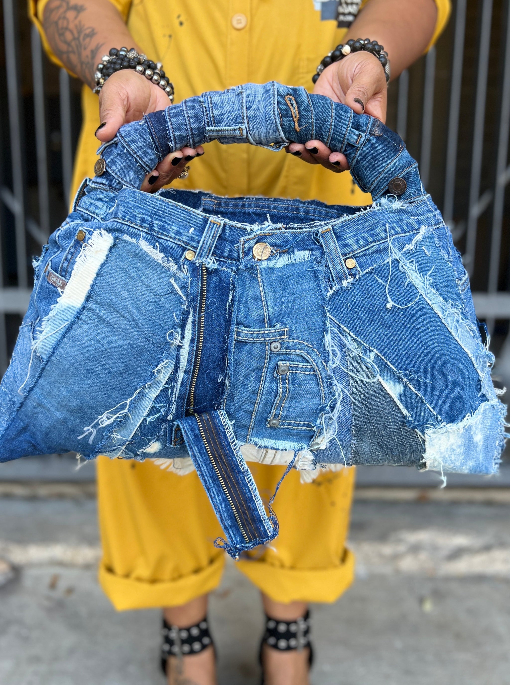 Ugly Daisy Dukes Shredded Denim Rag Purse - Funky Grunge Boutique