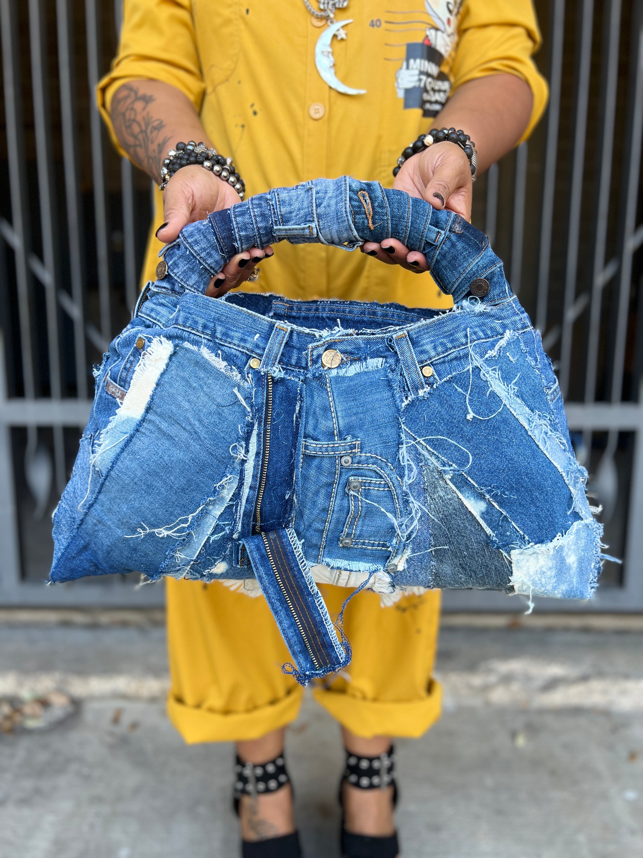 Ugly Daisy Dukes Shredded Denim Rag Purse - Funky Grunge Boutique