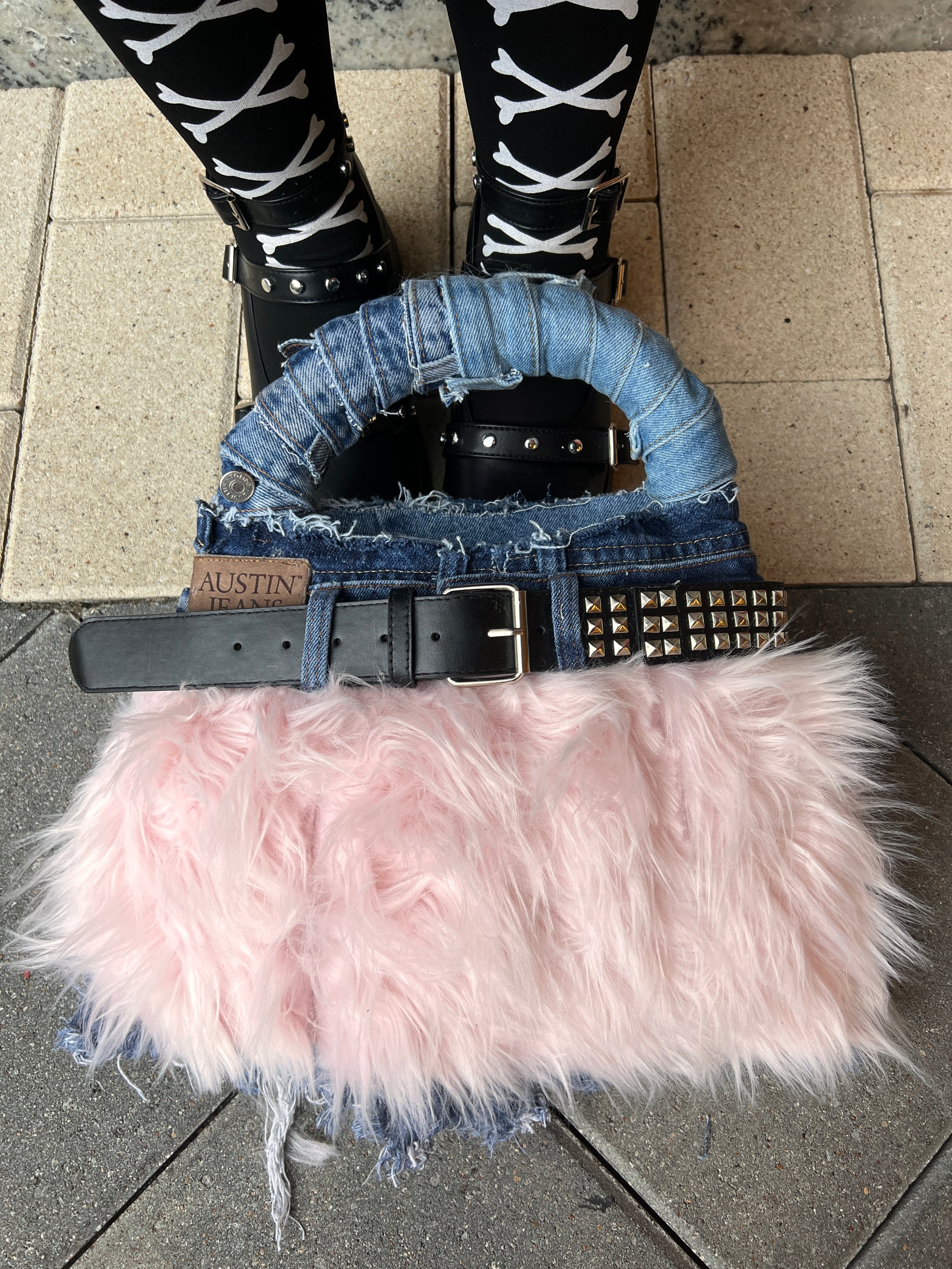 Its A No For Me Ugly Fluffy Denim Bag: Oddity Style - Funky Grunge Boutique